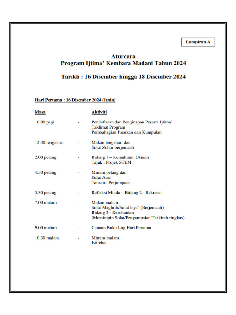 Aturcara Program Ijtima' Kebangsaan | PDF