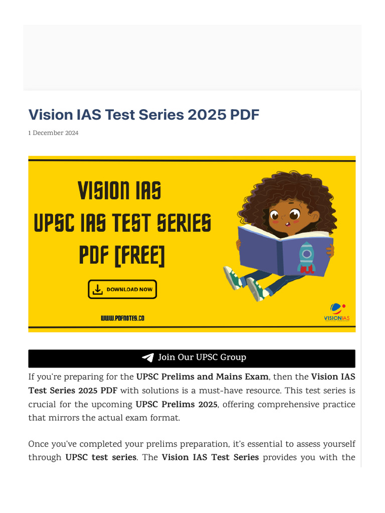 Vision IAS Test Series 2025 Overview | PDF