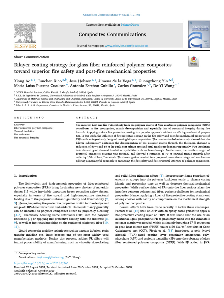 Fire Safety for Polymer Composites | PDF | Composite Material | Fiberglass