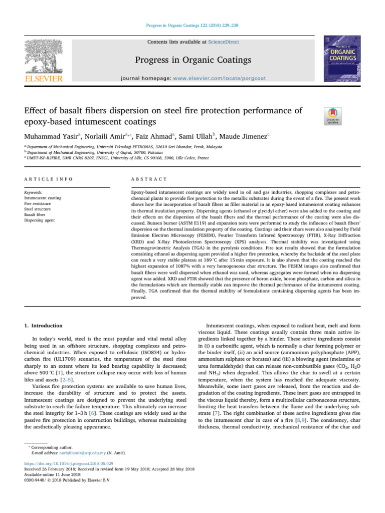 Effect of Basalt Fibers Dispersion On Steel Fire Protection Performance ...