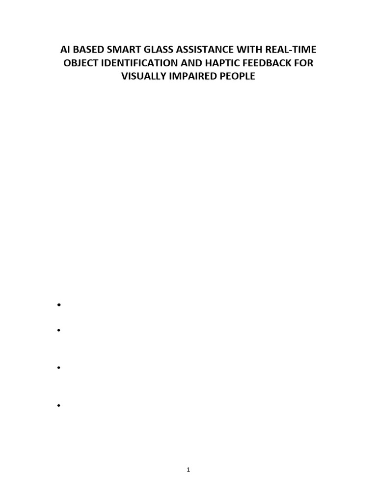 AI BASED SMART GLASS ASSISTANCE FOR VISUALLY IMPAIRED PEOPLE-1 | PDF ...