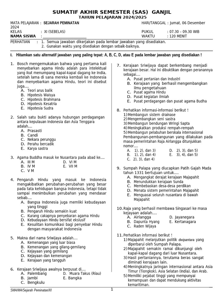 11 Sejarah Peminatan Sas 2024-2025 | PDF