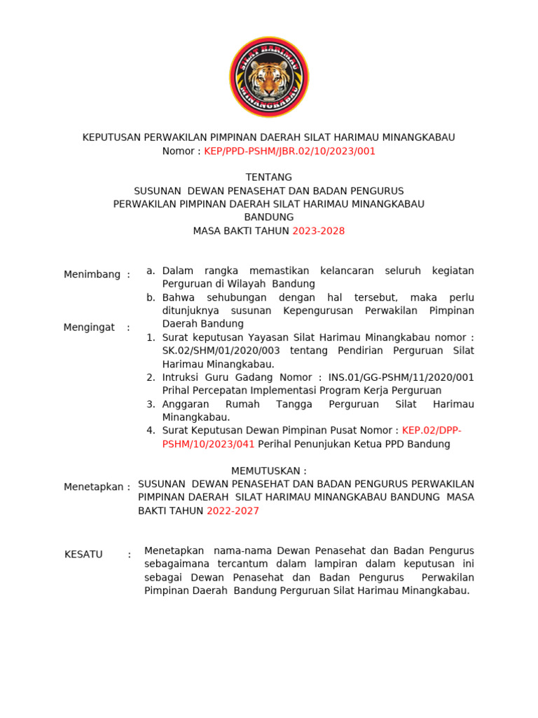 Draft SK Kepengurusan PPD | PDF