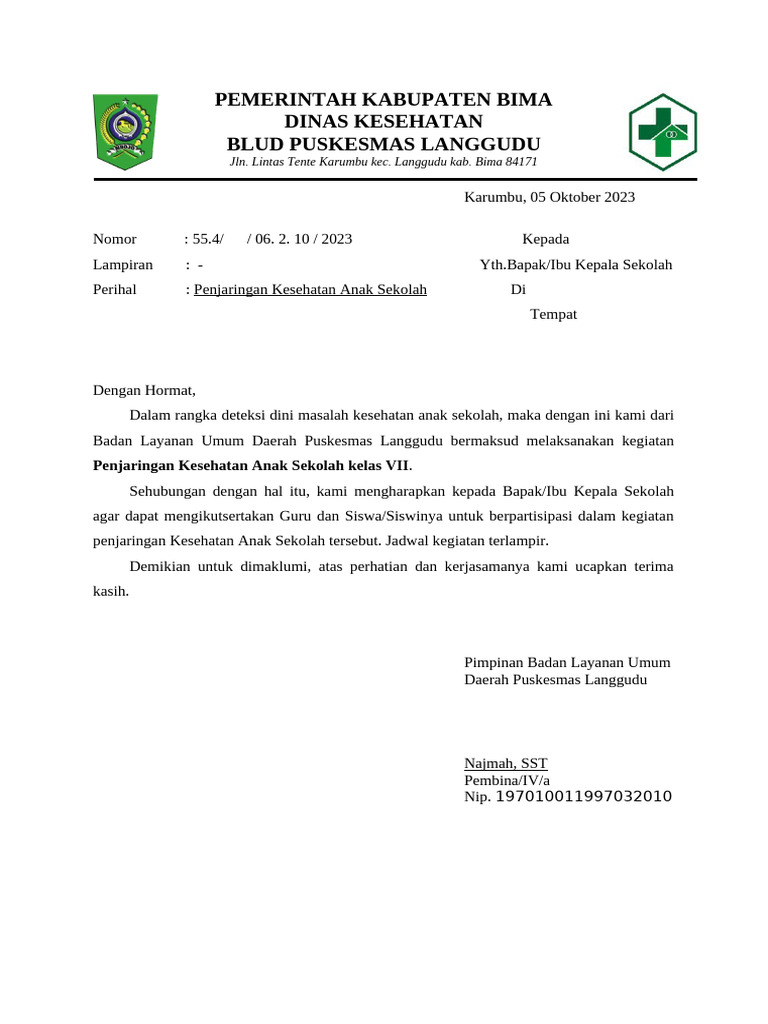 Surat Penjaringan 2023 | PDF