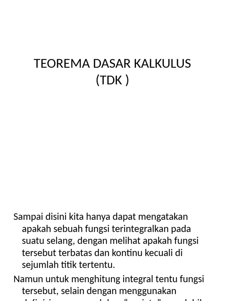 TEOREMA DASAR KALKULUS (TDK ) | PDF