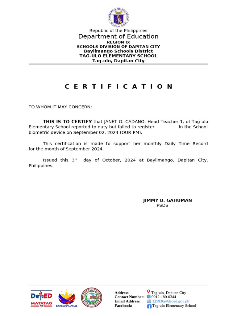 DTR- CERTIFICATION | PDF