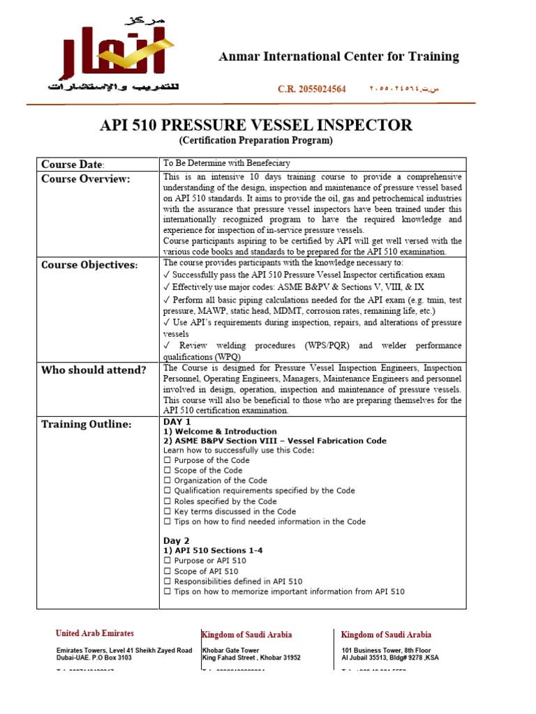 API 510 (PRESSURE VESSEL INSPECTOR) (1) | PDF | Mechanical Engineering ...
