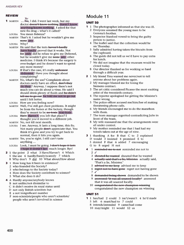 MyGrammarLab_C1C2-Keys_Module_11-Reported_Speech | PDF