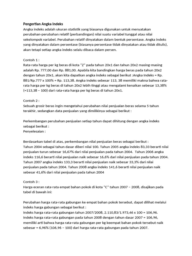 Pengertian Angka Indeks | PDF