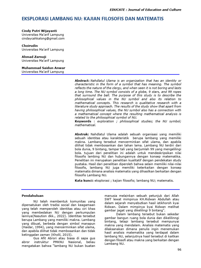 96-101 - Cindy Putri Wijayanti1, Choirudin2, Ahmad Zarnuji3 | PDF