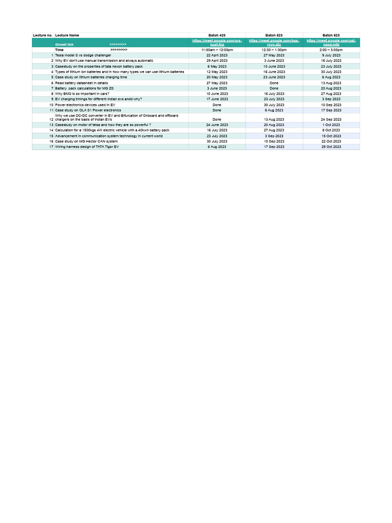 EV- lecture calendar | PDF | Battery Charger | Electric Vehicle