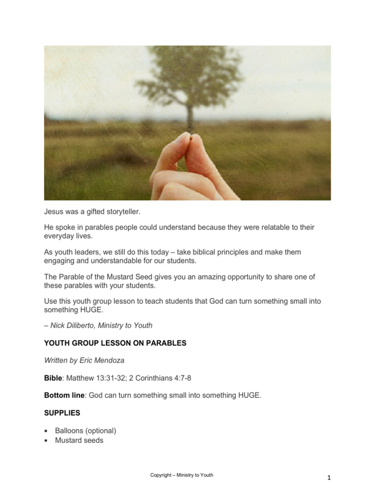 Youth Group Lesson On Parables | PDF | Jesus | Canonical Gospels