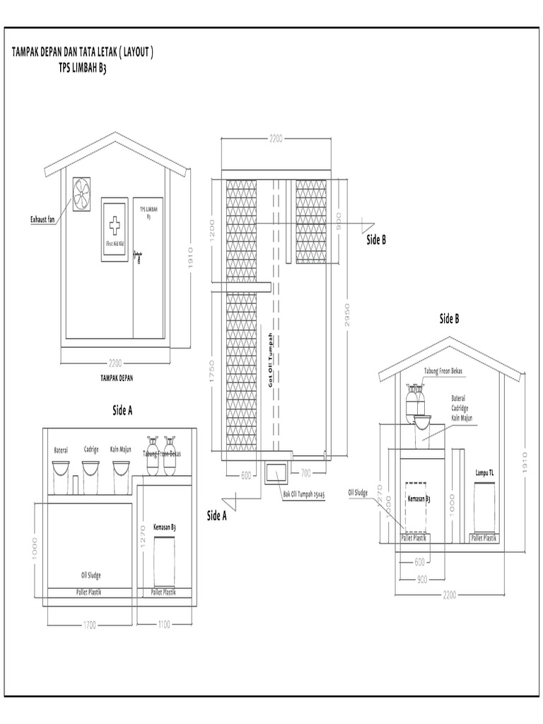 Tampak Depan dan Layout Tatat Letak Ruang Limbah B3 | PDF