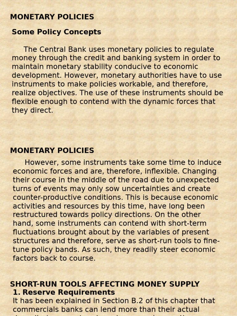 monetary policies | PDF | Banks | Money