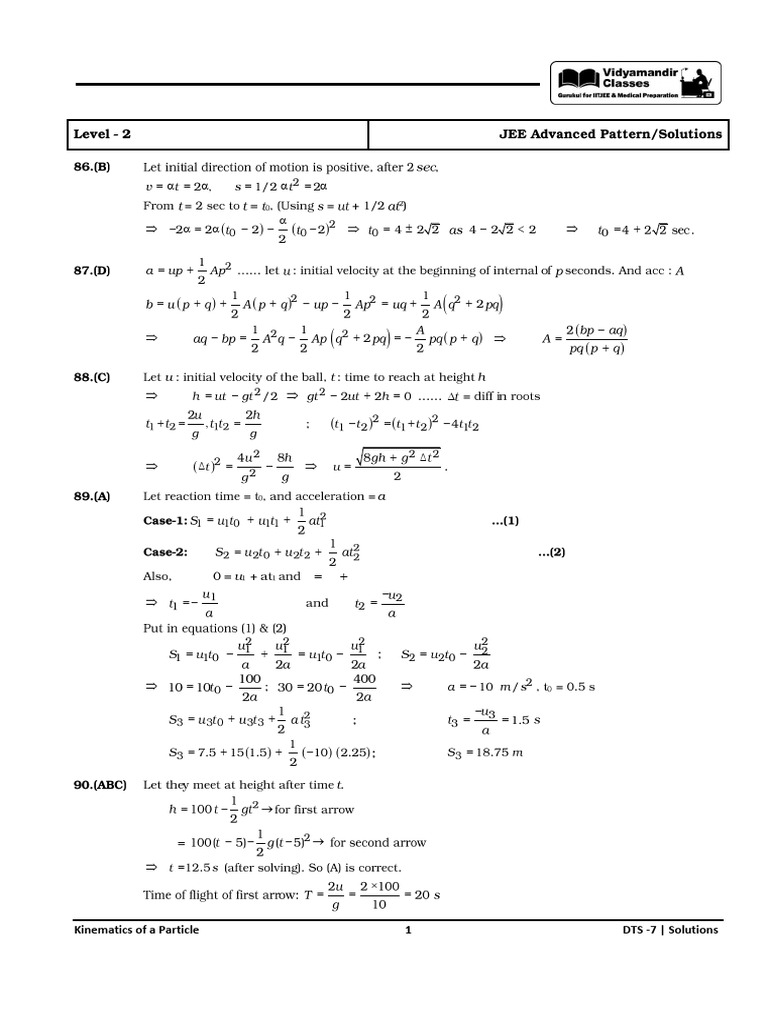 Kinematics Problems and Solutions Guide | PDF | Kinematics | Motion ...