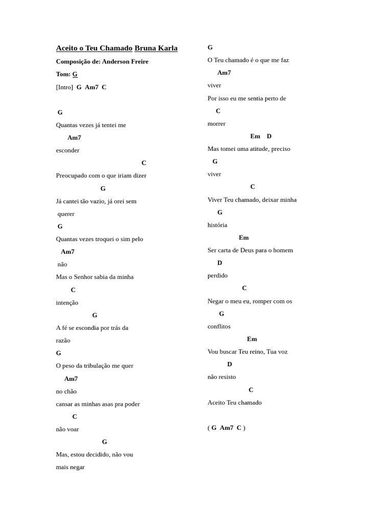 Aceito o Teu Chamado Bruna Karla | PDF