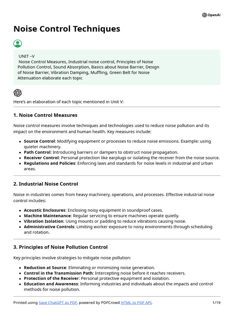 Noise Control Techniques | PDF | Sound | Noise