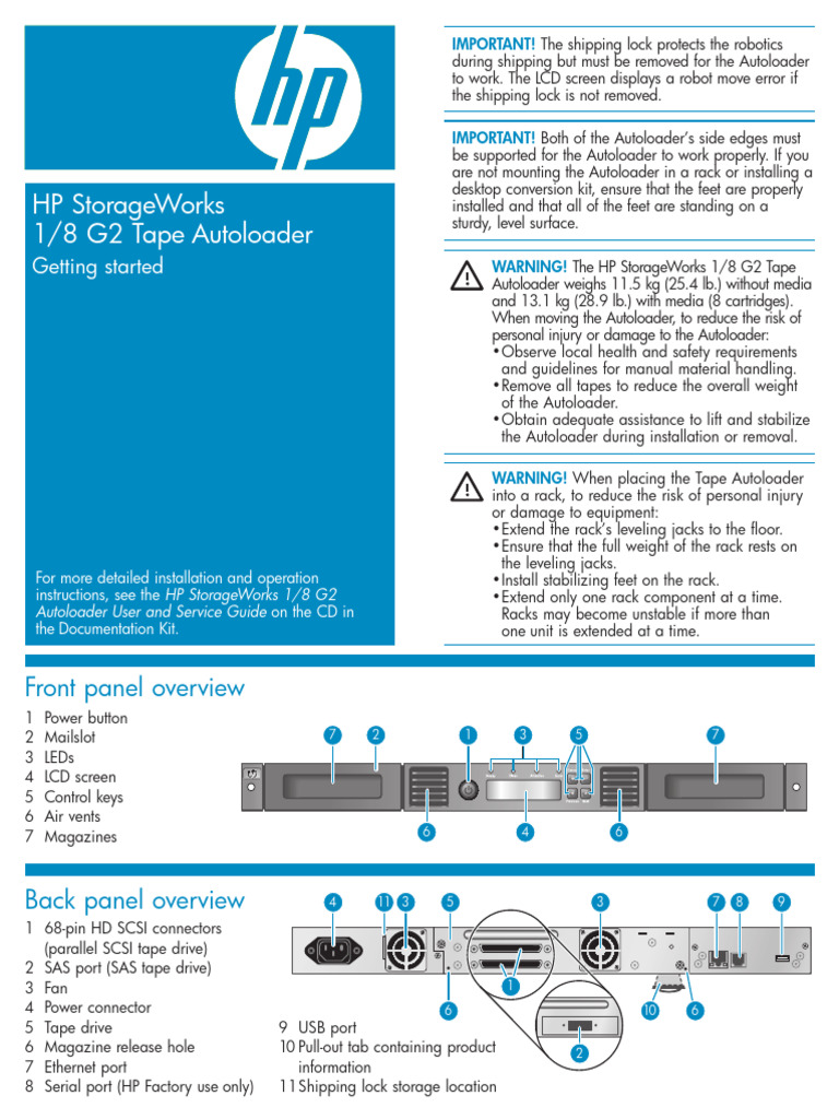 HP 1/8 G2 Tape Autoloader Manual | PDF | Computing | Computer Hardware