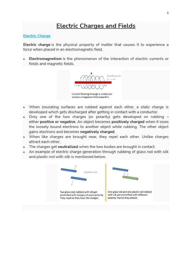 Electric Charges and Fields | PDF | Electric Field | Electric Charge