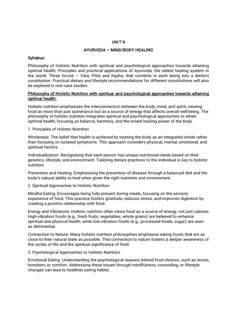 HN UNIT-2 | PDF | Ayurveda | Nutrition