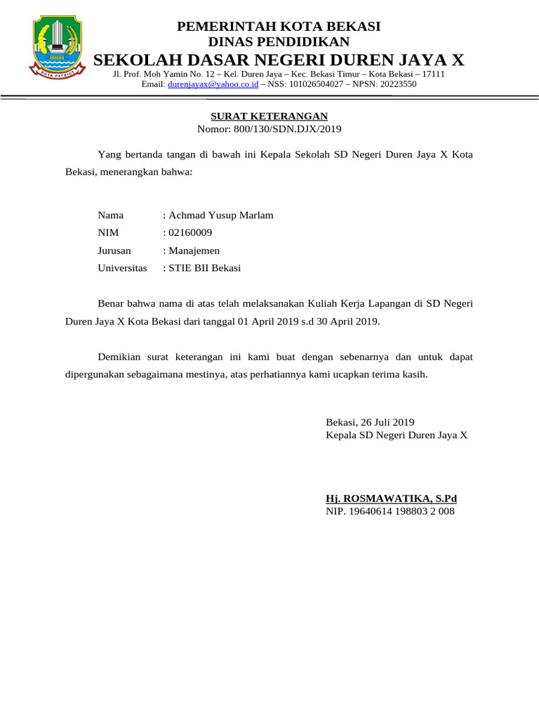 9. SURAT KETERANGAN KKL | PDF