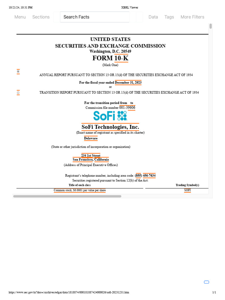 Sofi Sec Filing | PDF