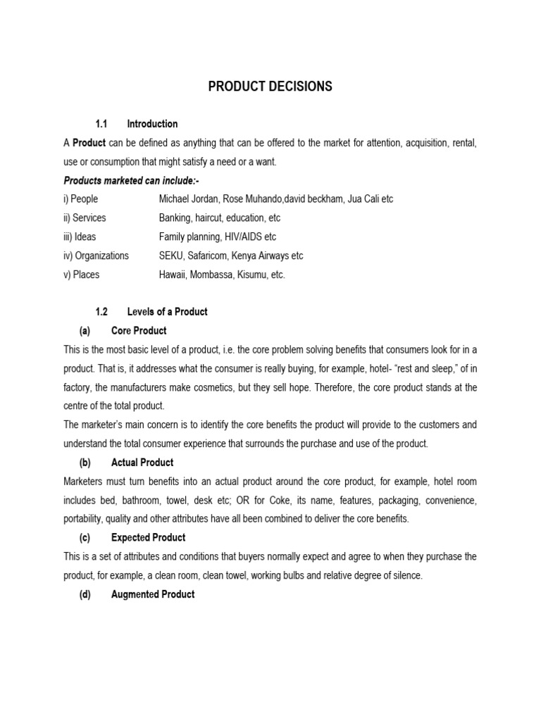 Product Decisions and Distribution Decisions | PDF | Product (Business ...