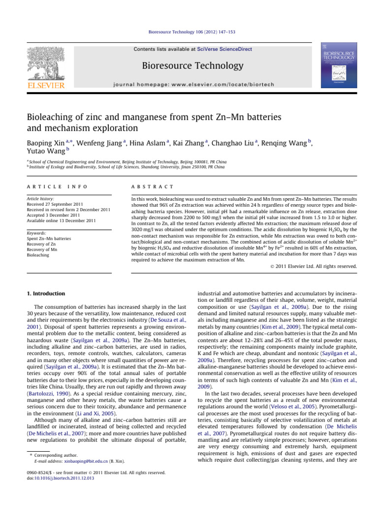 Bioleaching_of_zinc_and_manganese_from_s | PDF | Manganese | Zinc