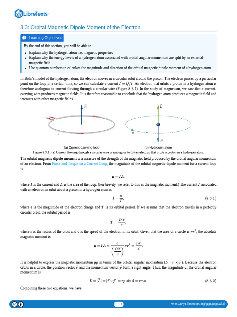8.03__Orbital_Magnetic_Dipole_Moment_of_the_Electron | PDF | Atomic ...