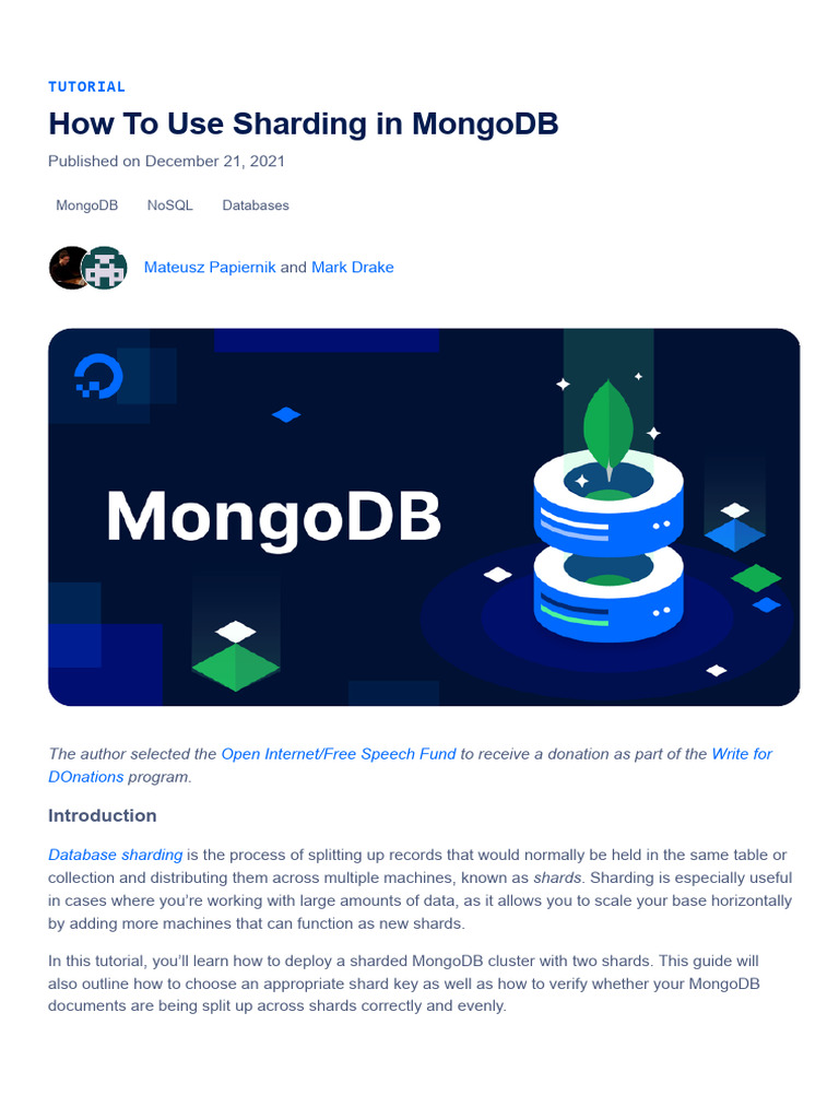 How To Use Sharding In Mongodb Digitalocean Pdf Mongo Db
