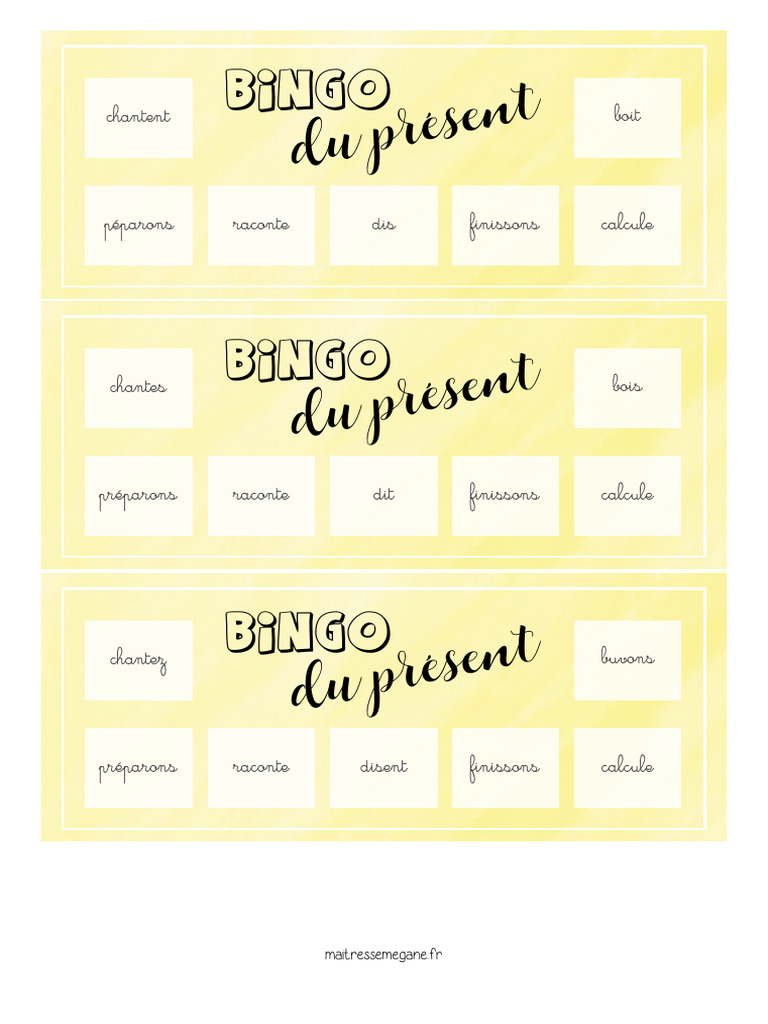 Bingo du Présent en Français | PDF