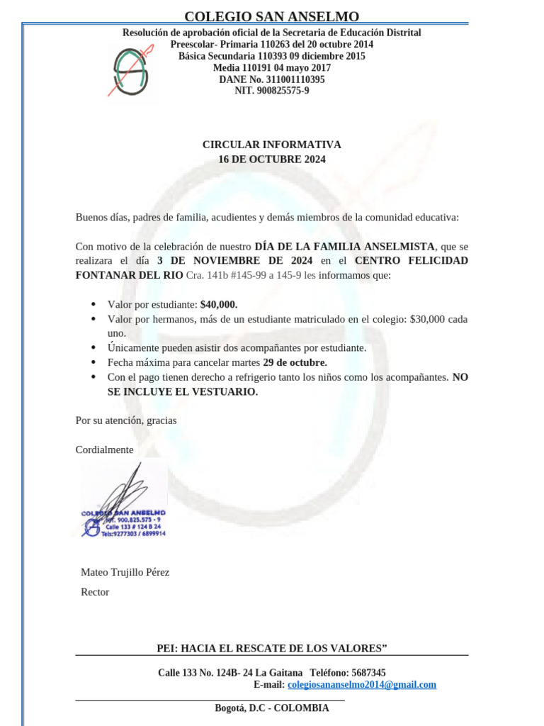 Circular Dia de La Familia 2024 | PDF