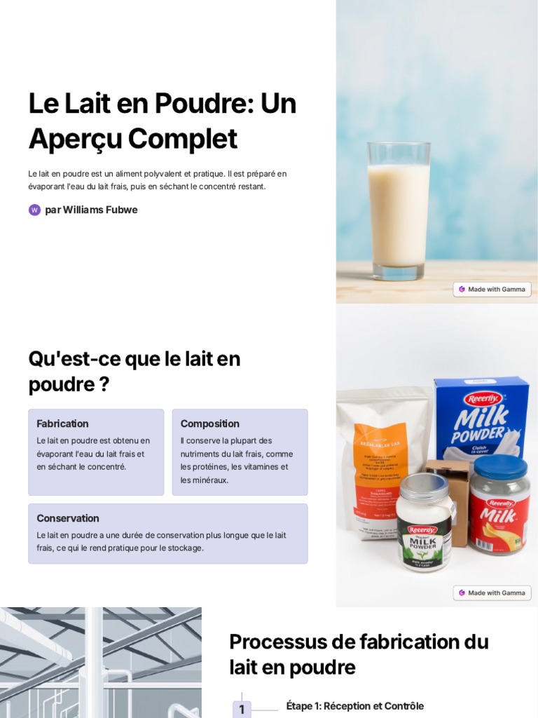 Le Lait en Poudre Un Apercu Complet | PDF | Lait en poudre | Lait