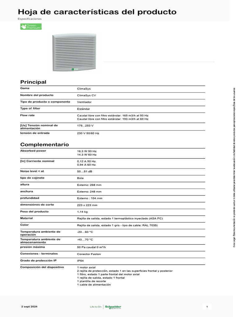 Schneider Electric - Ventiladores-industriales-ClimaSys-CV - NSYCVF165M230PF | PDF | Ingenieria ...