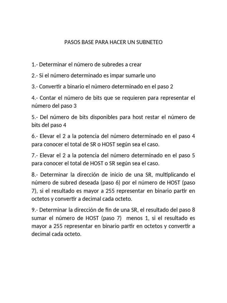 Pasos para Subnetear | PDF