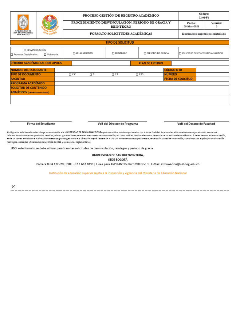 22.01-F6 Formato Solicitudes Académicas v3 (7) (1) - Editado | PDF | Informática