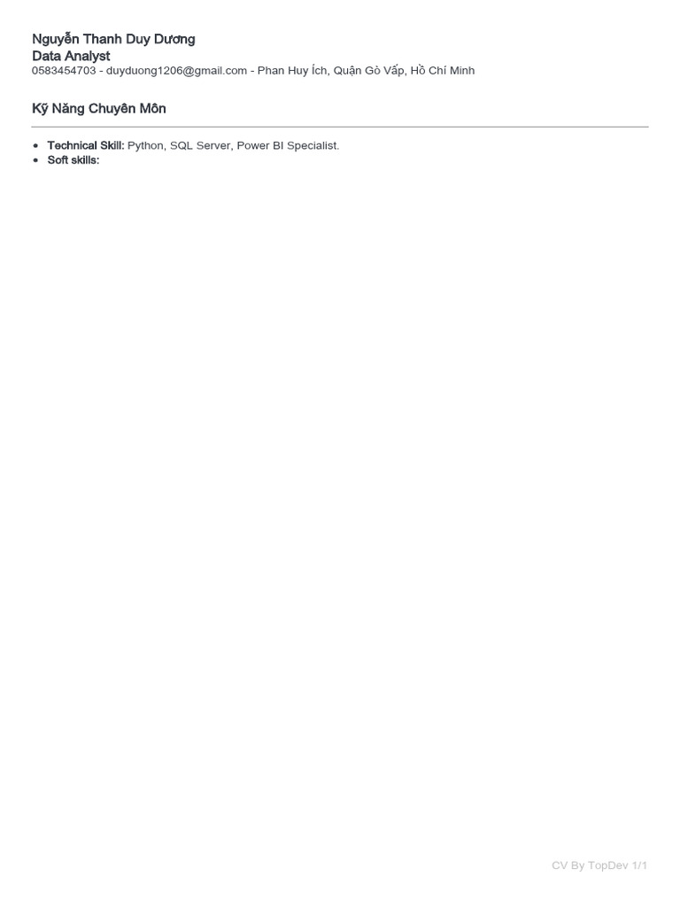 TopDev-Nguyễn Thanh Duy Dương | PDF