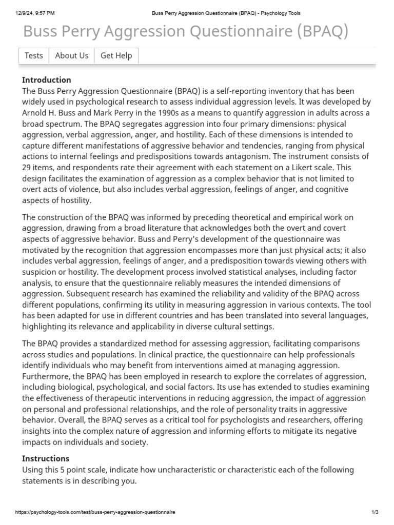 Aggression Assessment Tool | PDF | Aggression | Behavioural Sciences
