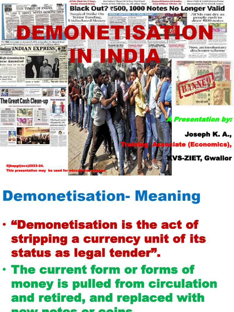Demonetisation - Updated (JKA) | PDF | Legal Tender | Indian Black Money
