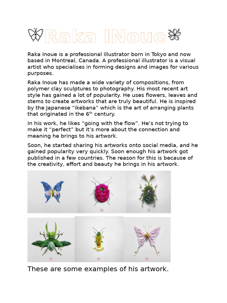 Raka Inoue: Innovative Floral Illustrator | PDF