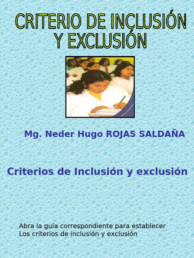 Criterio de Inclusión y Exclusión | PDF