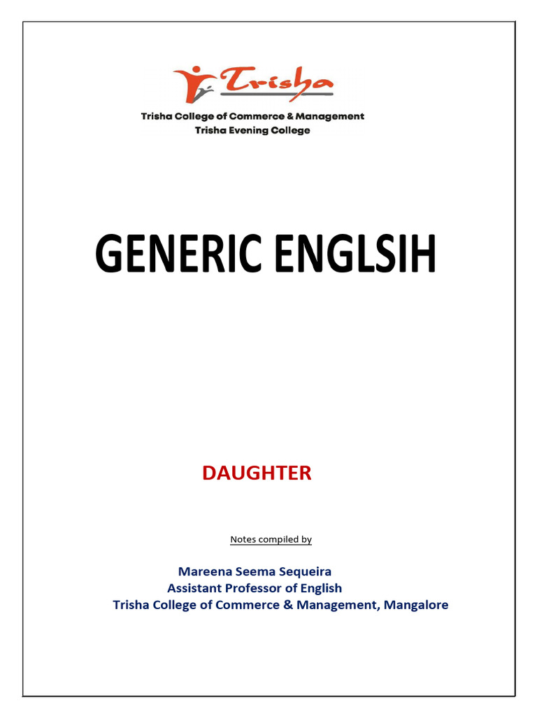 English - 4 Daughter, Summary I SEM BCOM | PDF