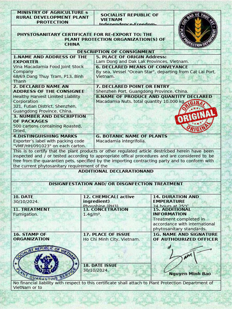 Phytosanitary Certificate | PDF | Vietnam