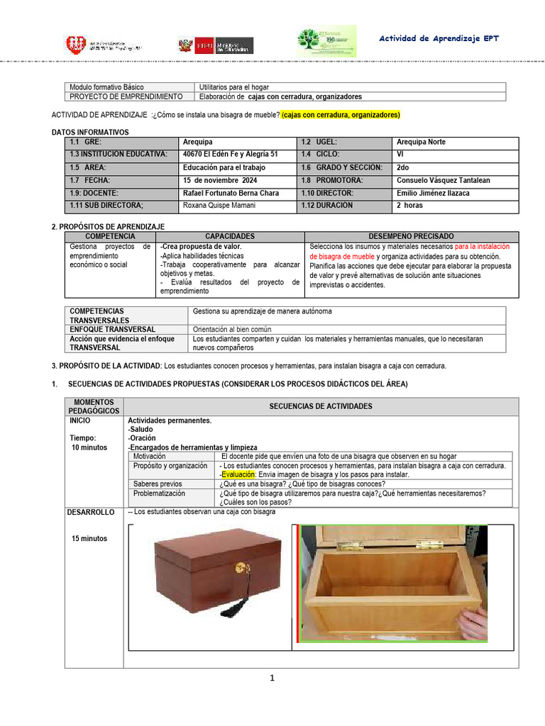15 de Noviembre - Actividad Virtual - 2do EPT | PDF | Aprendizaje | Evaluación