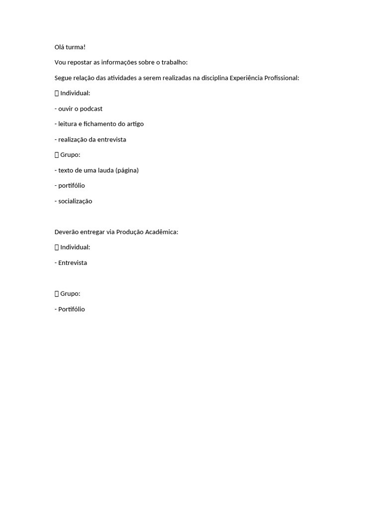 Roteiro Trabalho | PDF