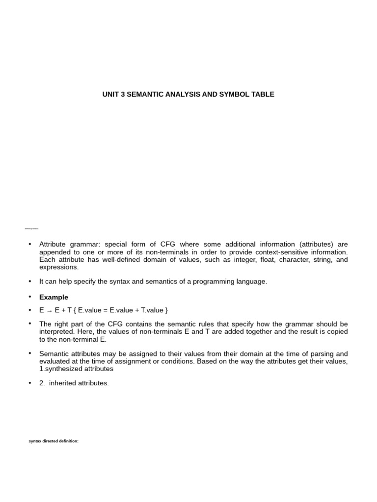 Semantic Analysis and Symbol Tables | PDF | Scope (Computer Science ...