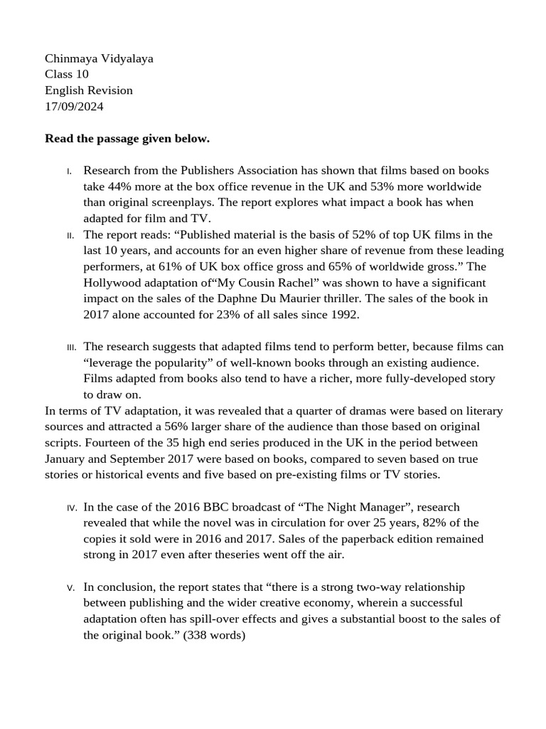 Class 10 Eng Worksheet | PDF