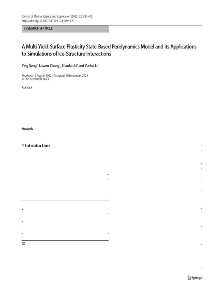 A+Multi Yield Surface+Plasticity+State Based+Peridynamics+Model+and+Its ...