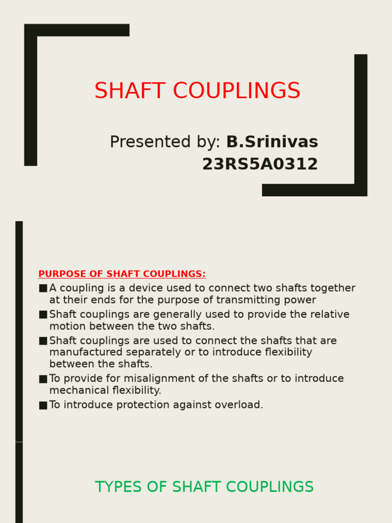 Types and Purposes of Shaft Couplings | PDF