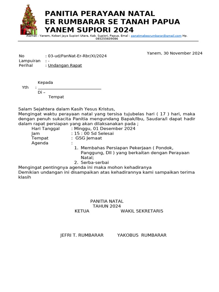 Panitia Perayaan Natal | PDF